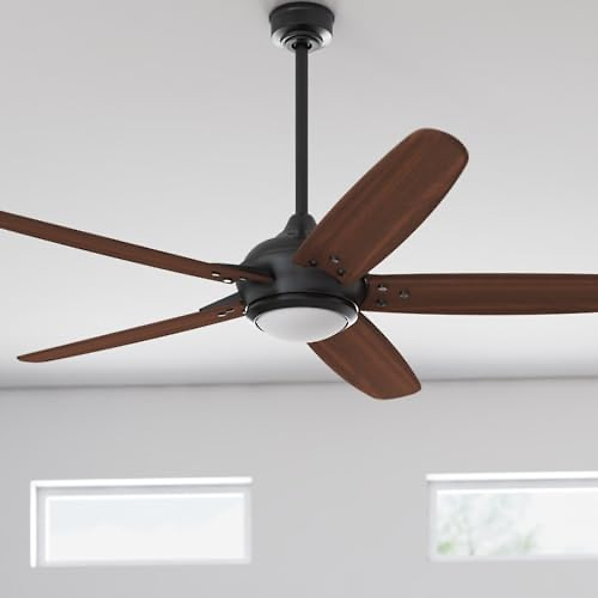 Prominence Home Guyanna, 62 Inch Modern Farmhouse LED Ceiling Fan with Light, Remote Control, Dual Mounting Options, Hand Carved Wood Blades, Reversible Motor - 51633-01 (Espresso)