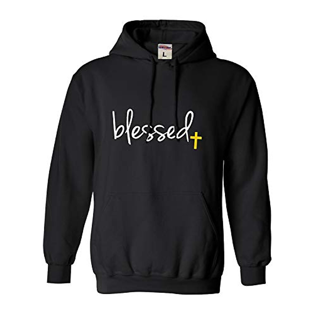 Go All Out Small Black Mens Blessed Cross Jesus Christian Gift Sweatshirt Hoodie