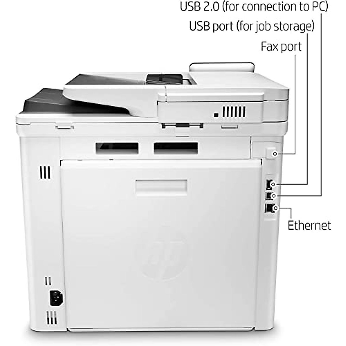 HP Color Laserjet Pro Multifunction M479fdw Wireless Laser Printer- Print Scan Copy Fax - 28 ppm, 600 x 600 dpi, 8.5 x 14, 50-Page ADF, Ethernet, Auto Duplex Printing, Cbmou Printer＿Cable