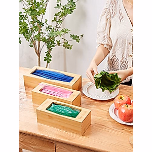 Kootek Ziplock Bag Organizer, 4 Pack Bamboo Food Storage Bag Holders Baggie Organizers Boxes for Kitchen Drawer Suitable for Gallon, Quart, Sandwich, Snack and Variety Size Bags