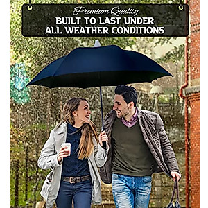 Innovate Golf Umbrella – Telescopic Cover Attachment – Fibreglass Frame – Automatic Open Button – Windproof – UV Protection with Blackout Shade – Large Canopy – Non-Drip – Quick Drying (Oxford Blue)