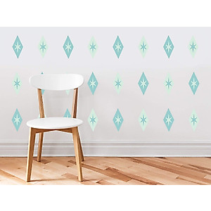 Diamond and Stars Fabric Wall Decals - Set of 24 Diamond and Stars Decals - Custom Options Available - Reusable, Repositionable