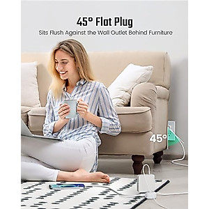 Power Strip with USB, SUPERDANNY Mini Surge Protector with 2 Wide-Spaced Outlets, 3 USB-A 1 USB-C, 5 Ft Extension Cord, Flat Plug, Compact Size Desktop Charging Station Travel, Home, Office, White