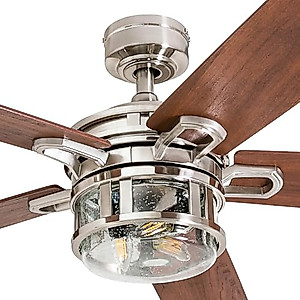 Honeywell Ceiling Fans Bonterra, 52 Inch Contemporary Indoor LED Ceiling Fan with Light and Remote Control, Dual Finish Blades, Reversible Motor - Model 50610-01 (Brushed Nickel)