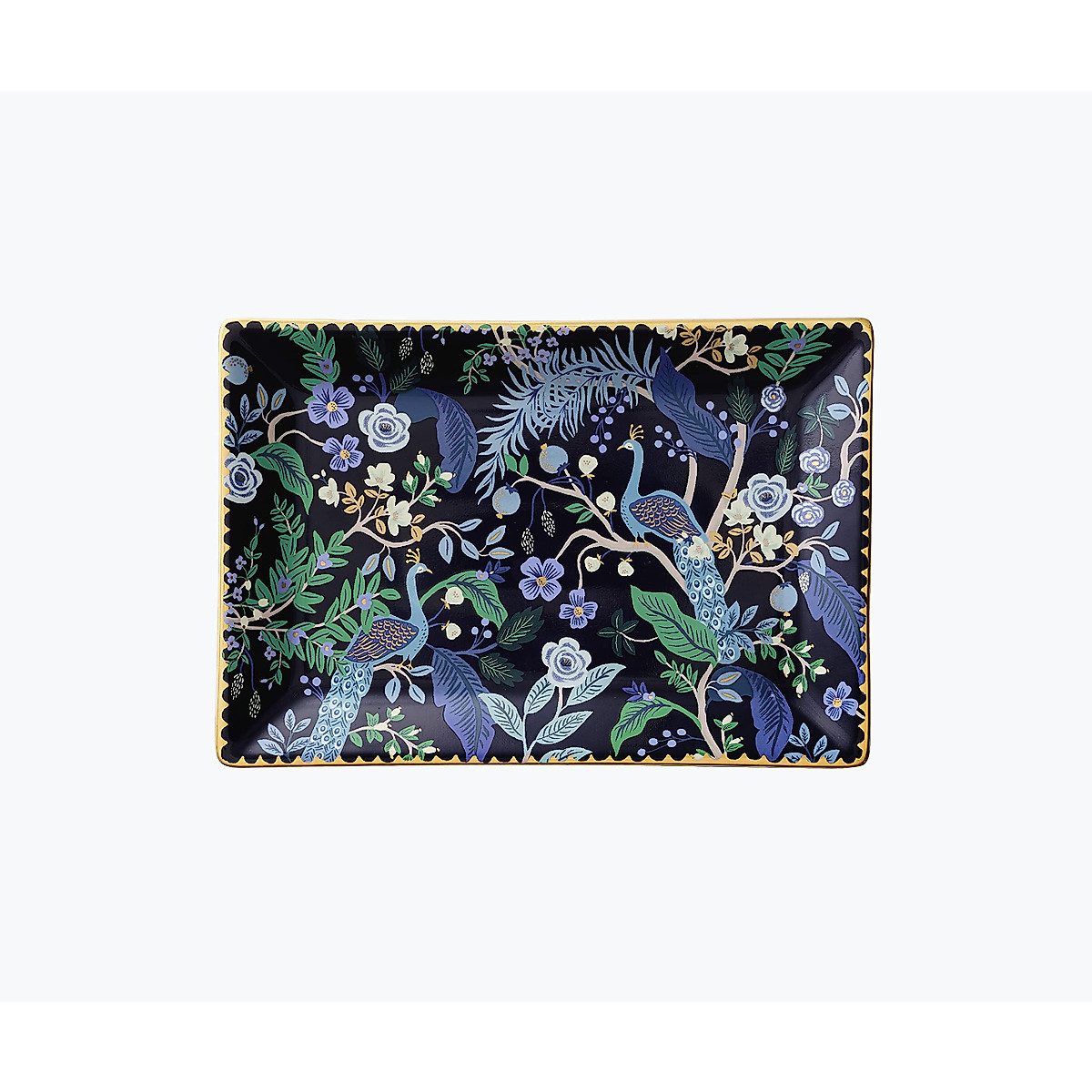 RIFLE PAPER CO. Peacock Catchall Tray, Keep Valuables Secure, Protect Small Items, Minimize Loss, Organize Desk, Keep your Items in Sight, Cute and Fashionable