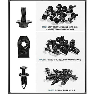 Zlirfy 35PCS Engine Under Cover Splash Shield Guard Body Bolts Screws,Bumper Fender Liner Push Retainer Fastener Rivet Clips,Bumper Clips Extruded U-Nuts Kit,Replacement for G35 G37 FX35 FX45