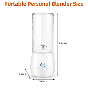 Portable Mini Blender,Personal Blender for Shakes and Smoothies,Fresh Juice Portable Blender With USB Rechargeble,Cordless 15 OZ Mini Fruit Juice Mixer For Travel,Camping,Gym,Office