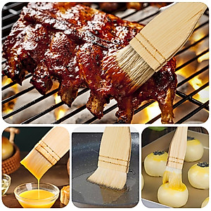 Alminionary 4Pcs Pastry Brushes Basting Oil Brush with Boar Bristles and Hardwood Handles BBQ Cooking Baking Brush for Spreading Butter, Egg Liquid to Pastries, Dessert, Bread Dough