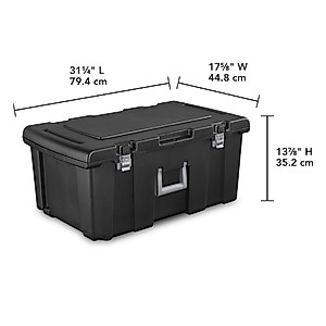 oyhmc 16 Gallon Heavy Duty Plastic Footlocker Storage Trunk, Storage Container with Sturdy Handles and Durable Wheels (Black)