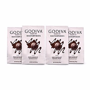 Godiva Chocolatier Masterpieces Dark Chocolate Ganache Hearts Gift Box, Set of 4