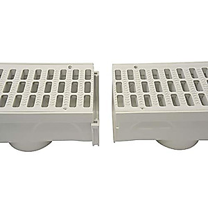 NDS 5 in. Pro Series Drain Kit, 5-1/2 in. X 39-3/8 in. Deep Profile Channel, End Caps/Outlet, Gray Plastic Grates