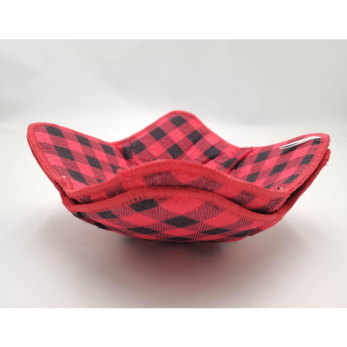 ULVEOL Set of 2 Black Red Microwave Bowl Cloth Hot Pads Pot - Microwave Safe Holder Multipurpose Heat Resistant Plate Holder Polyester Potholder - Protector for Heat Soup, Food, Meals