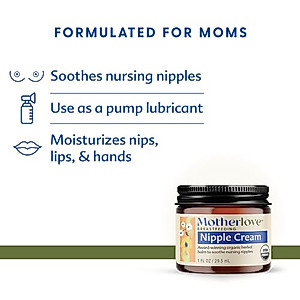 Motherlove Nipple Cream (2 oz) Organic Lanolin-Free Nipple Cream for Breastfeeding—Benefits Nursing & Pumping Moms