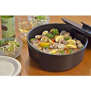 Japanese Donabe Clay Pot, Seto-mono, 1450ml, Modern Design, White, Handcrafted in Japan