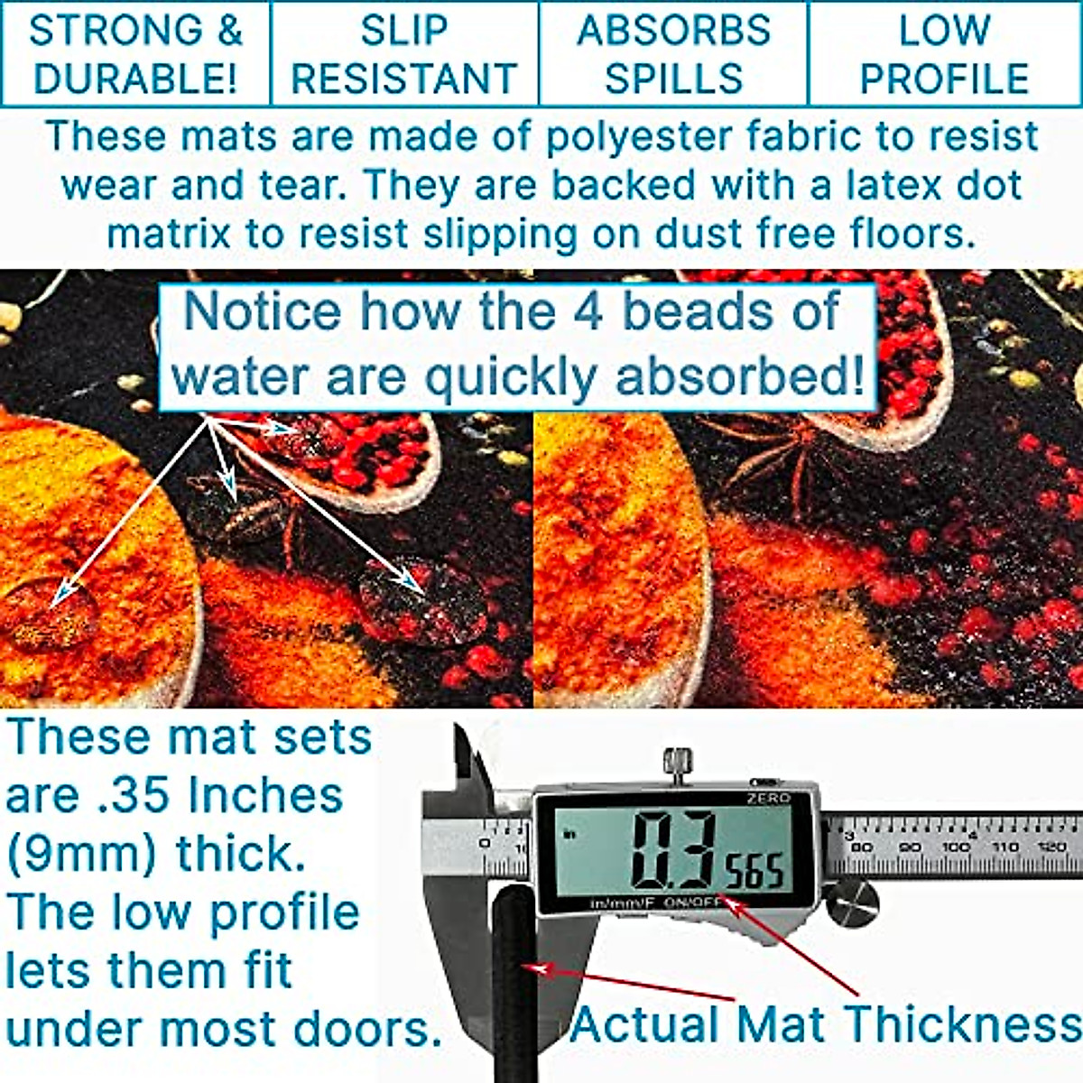 UpNUpCo Artistic and Colorful Kitchen Rugs Kitchen Mats for Floor Non Slip Kitchen Rugs and Mats Kitchen Mat Set Farmhouse Kitchen Rugs and Mats Kitchen - Spicy Art - 2 Pieces - 30"x17" + 47”x17