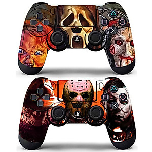 JOCHUI 2 Pack PS4 Controller Skin PS4 Controller Cover PS4 Stickers PS4 Decal Controller Wrap Vinyl Sticker Horror Characters