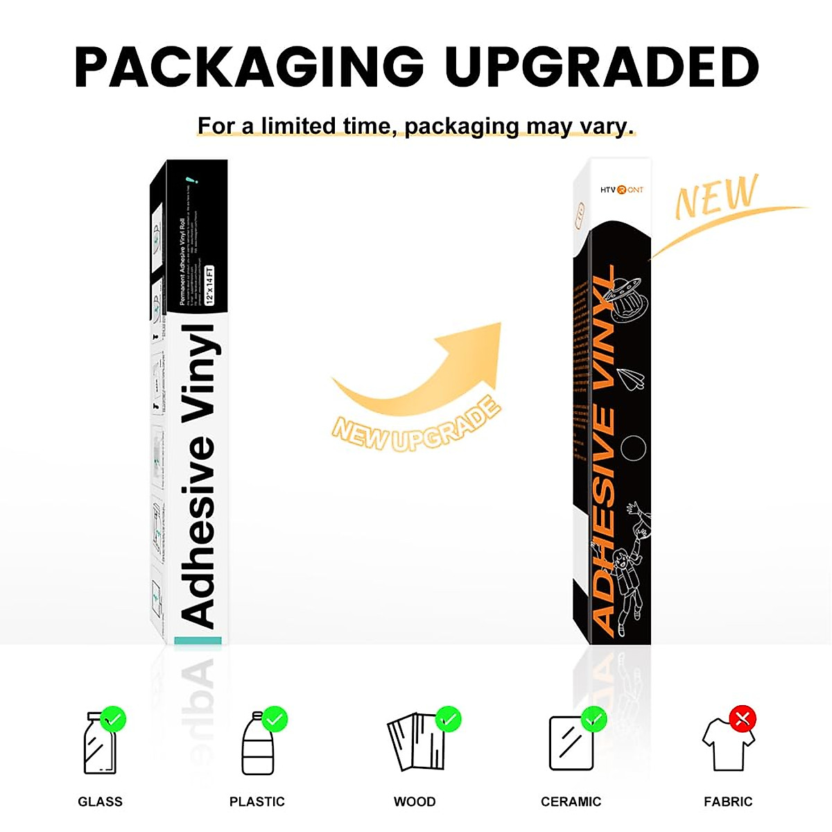 HTVRONT Black Permanent Vinyl, Black Vinyl for Cricut - 12" x 14 FT Black Adhesive Vinyl Roll for Cricut, Silhouette, Cameo Cutters, Signs, Scrapbooking, Craft, Die Cutters (Matte Black)