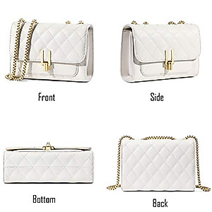 YXBQueen Chain Purse Quilted Handbags for Women Crossbody Bags Quilted Chain Crossbody Bag White