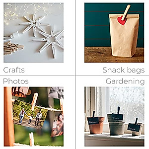 Smart Design 4-Coil Heavy Duty Wooden Clothespins - Non Staining Hardwood Peg Pins - Close Wire Springs - Drying, Hanging, Clothes, Laundry & Linens - Home (3.3 x 0.8 Inch) (18 Pack)