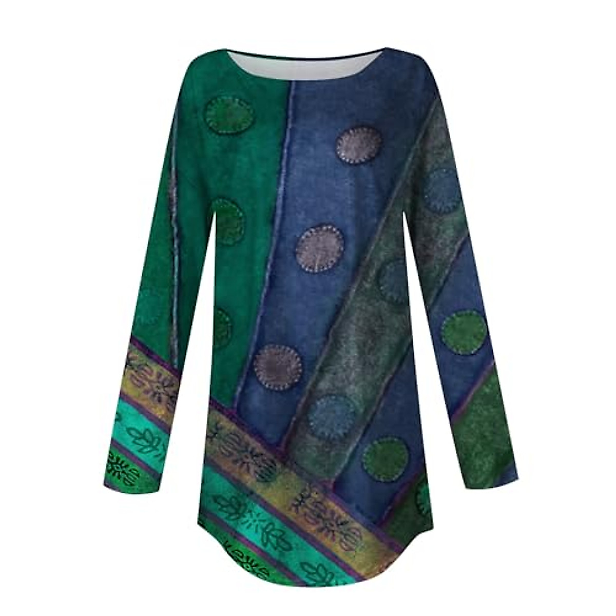 Shirts for Women Dressy Casual Womens Crewneck Sweatshirt Ladies Sweatshirts Long Sleeve Pullover Shirts for Women Light Weight Blazer for Women Summer Cotton Womens Shirts（4-Dark Green,Large）