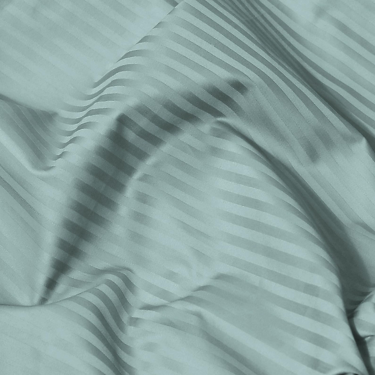 Feather & Stitch 500 TC Queen Size Damask Bed Sheet Set, 100% Soft Cotton Breathable Bedsheets, 18" Deep Pockets Sateen Weave Striped Bedding Mattress Resort Hotel Luxury Décor - (Green, Queen)