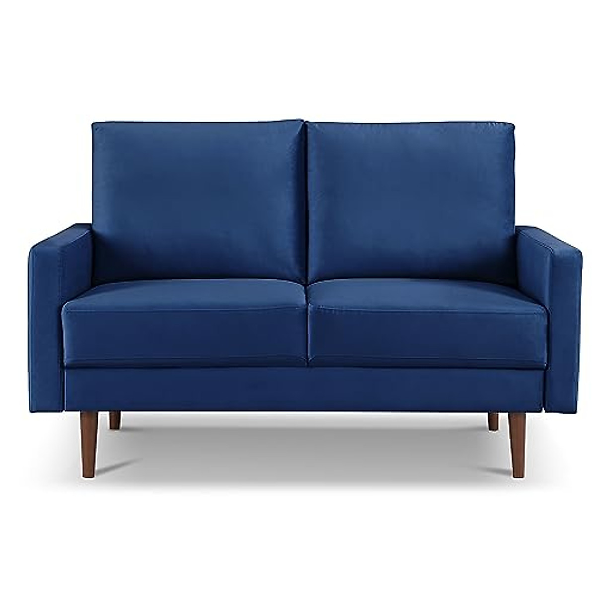 American Furniture Classics Blue 57 Inch Wide Upholstered Two Cushion Loveseat with Square Arms Velvet, 57" x 32" x 37"