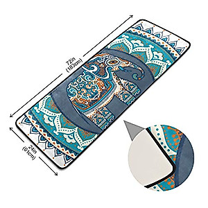 African Tribal Boho Elephant Kitchen Rugs Non-Slip Soft Doormats Bath Carpet Floor Runner Area Rugs for Home Dining Living Room Bedroom 72" X 24"