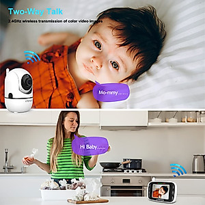 VTimes Video Baby Monitor with Camera and Audio, 3.2" Color LCD Scree, Remote Pan-Tilt-Zoom, Baby Monitor Camera, Infrared Night Vision, Temperature Display, Lullaby, Two Way Audio and VOX Mode