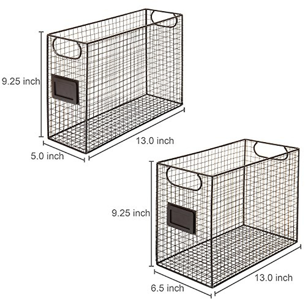 MyGift Mesh Wire Metal Magazine Document Rack with Chalkboard Label Holder, 2-Piece Set (Large and Medium)