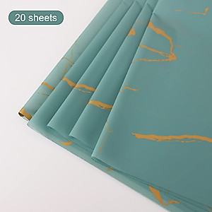 20 Sheets Flower Wrapping Papers Marble Flower Wrappers Waterproof Floral Bouquet Gift Package Paper Florist Packaging Supplies for Mother's Day Birthday Wedding Holiday Decoration