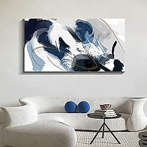 Rerkoudur Canvas Wall Art Blue Abstract Wall Art Paintings Large size Wall Decor Living Room for Bedroom, Bathroom, Kitchen, Office, Dining room Artwork 20Inchesx40Inches