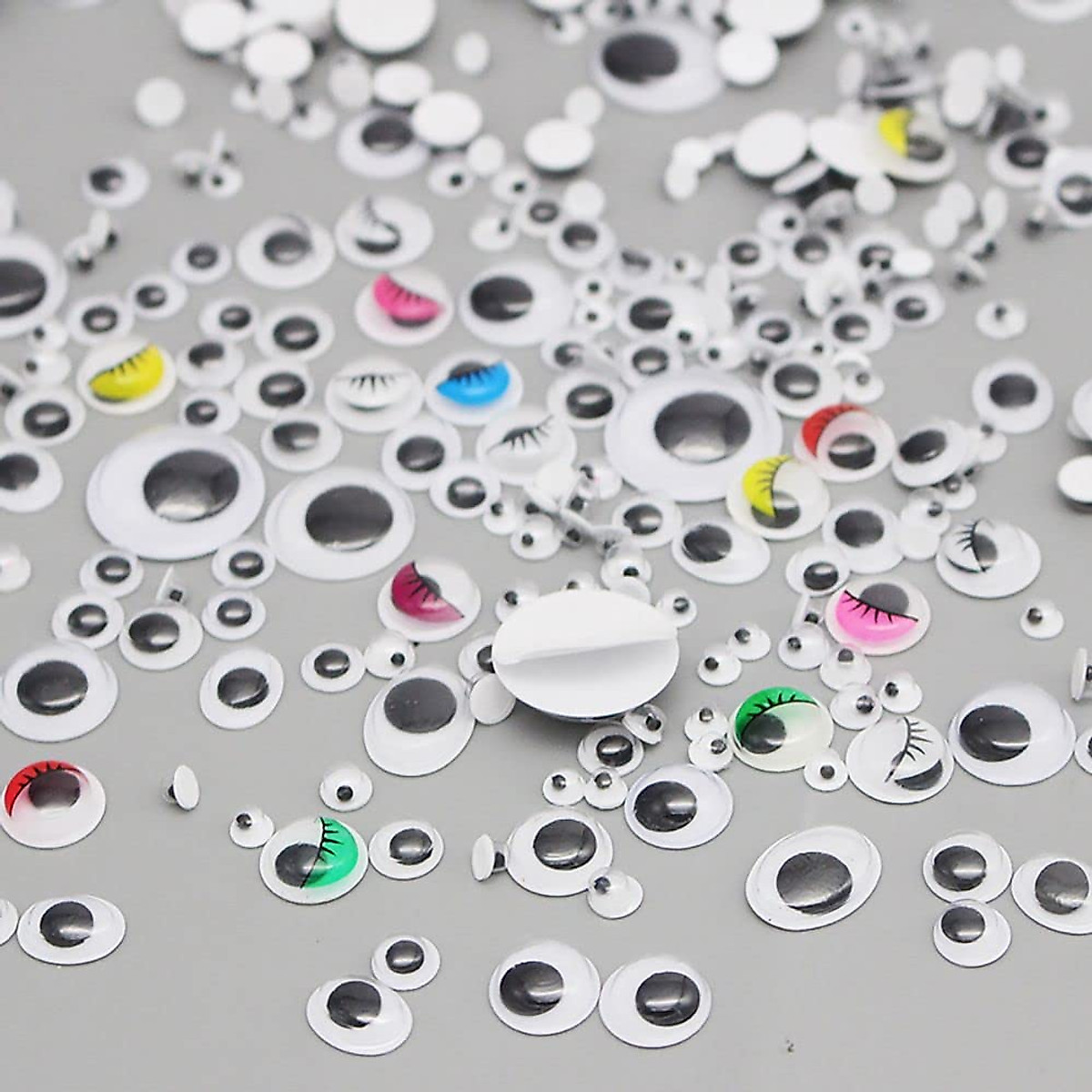 Self Adhesive Googly Wiggle Eyes, Multi Colors and Sizes Craft Sticker Eyes DIY Scrapbooking Crafts Projects Dolls Accessories(Black Mixed 100PCS)