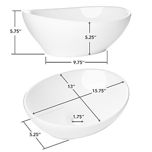 Miligoré 16" x 13" Oval White Ceramic Vessel Sink - Modern Egg Shape Above Counter Bathroom Vanity Bowl