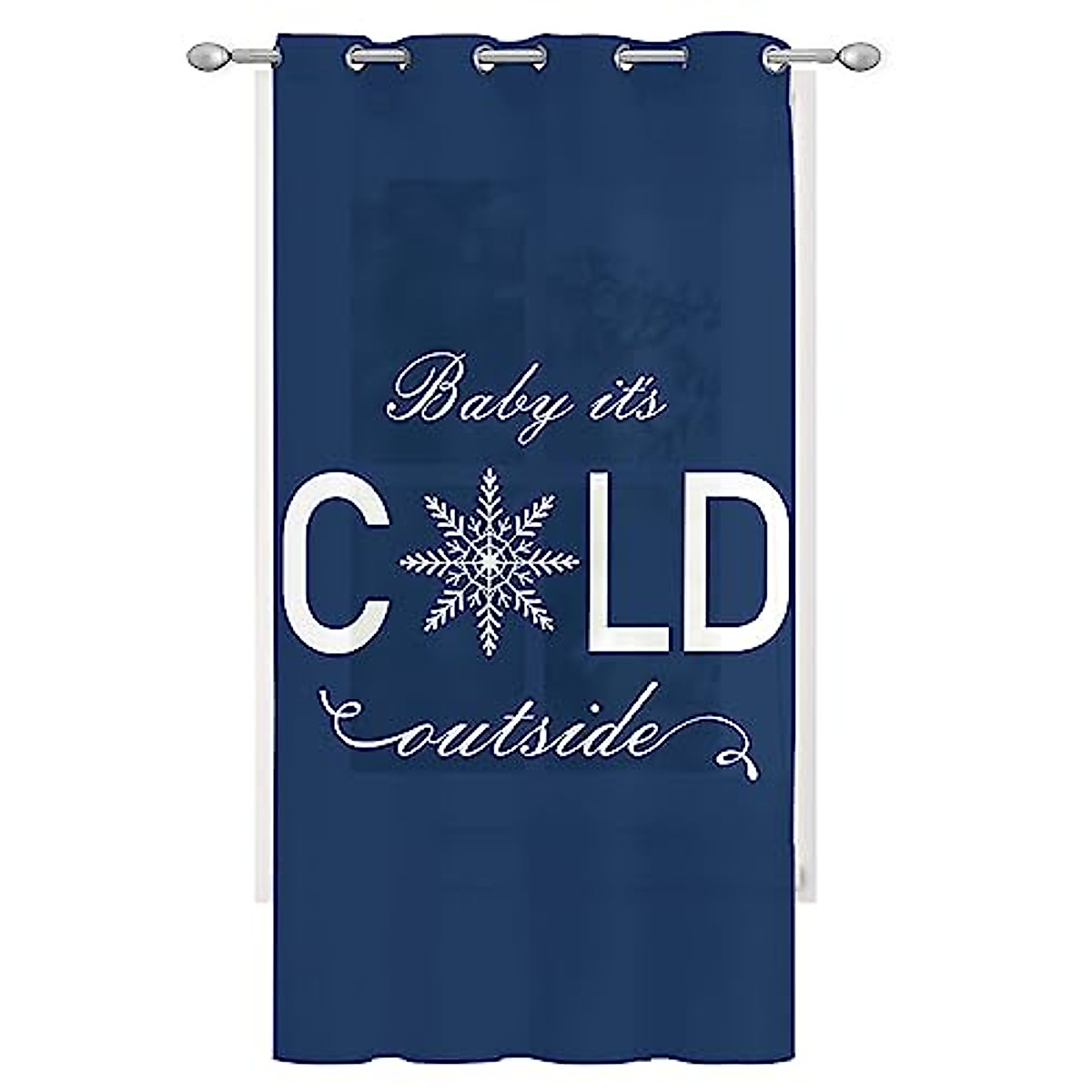 Christmas Sheer Curtains for Bedroom Living Room Sliding Door Curtains 36 inches Long, Voile Kitchen Curtain with Grommet Privacy Window Drape, 1 Panel Cold Winter Snowflakes Blue Backdrop