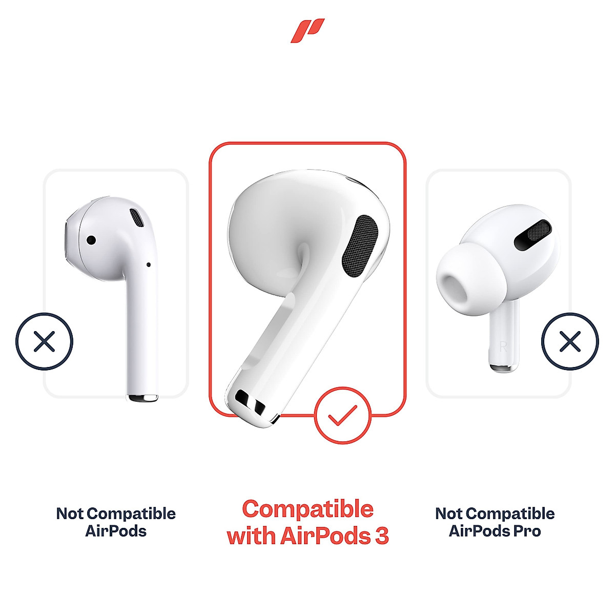 Proof Labs 3 Pairs AirPods 3 Ear Hooks Covers [Added Storage Pouch] Grip Tips Anti Slip Wings Accessories Compatible with Apple AirPod 3rd Generation (White, Medium)