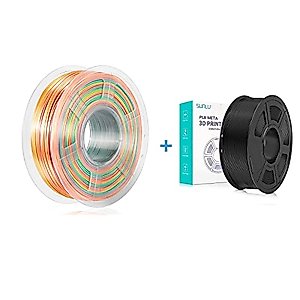 SUNLU Rainbow Silk PLA+ 3D Printer Filament and PLA Meta Black, 3D Printing PLA+ Filament 1.75mm, 1kg(2.2LBS) Spool, Rainbow
