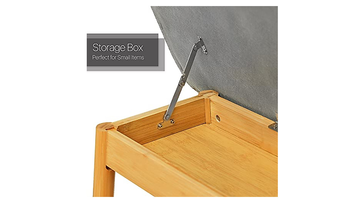 MoNiBloom 2 Tier Shoes Bench, Bamboo Upholstered Shoe Rack Entryway ...