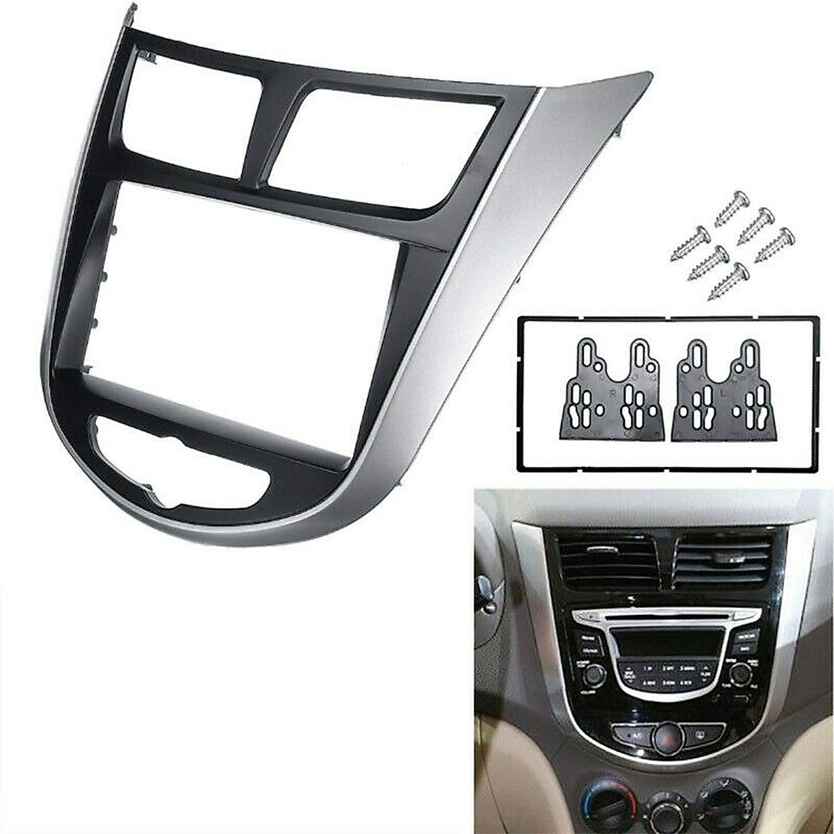 Mhakrl Car Center Stereo Audio Radio DVD GPS Plate Panel Frame Fascias Replacement Fit For Hyundai i-25 Accent Solaris Verna 2010+, for DODGE Attitude 2011+ 2 Din Dash Trim Kit