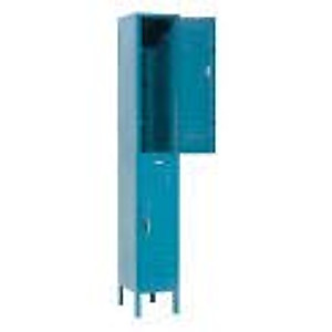 GLOBAL INDUSTRIAL Double Tier Locker, 12x15x36, 2 Door, Ready to Assemble, Blue