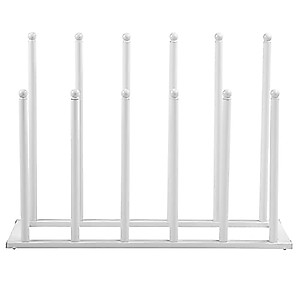 MyGift Modern White Metal Free Standing Boot Shoe Rack Organizer, Tall Boot Shaper Storage Stand, Holds up 6 Pairs of Tall Boots