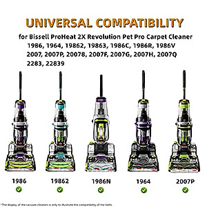 JEDELEOS Replacement Belt Set for Bissell ProHeat 2X Revolution Pet Pro Carpet Cleaner, Fits Models 1986, 1964, 2007, 2007P Series, Replace Parts 1611129 & 1611130