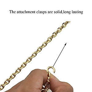 HAHIYO Mini Pochette Purse Chain Strap Thin Wide 6mm for LV Length 59.1 inches Thick 2mm Shiny Gold for Shoulder Cross Body Sling Handbag Wallet Clutch Comfortable Flat Metal Strap 1 Pack