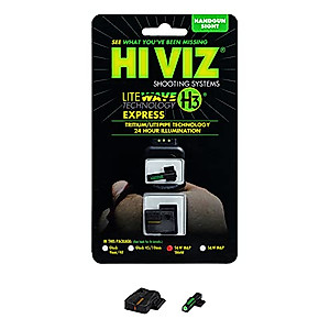 Hiviz Litewave H3 Tritium Express Handgun Sight Green/Orange Litepipes White Front Ring S&W Sheild