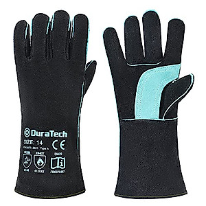 DuraTech Mig Welding Machine, 140 Amp Stick Welder Tig Welder Flux Core Mig Welder 3 IN 1 with DURATECH Welding Gloves, 16″ Fireplace Gloves