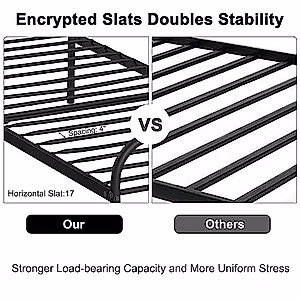 Voilamart Twin Bed with Storage with Headboard and Footboard, Black Metal Platform bed frame No Box Spring Needed,Twin bed frame for Kids