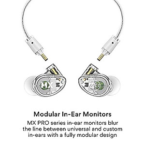 MEE Professional MX4 PRO Quad-Driver Hybrid Musician’s In Ear Monitor Headphones with High-Resolution Reference Sound; Noise Isolating Earbuds Earphones with Optional Customization & Detachable Cables