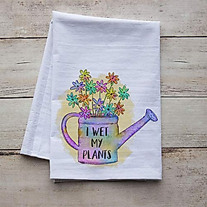 I Wet My Plants Funny Kitchen Towel - Premium 27"x27" Flour Sack Tea Towel, Dish cloth for Drying Dishes - Made in the USA