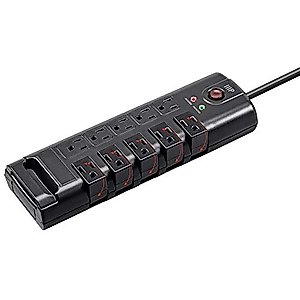 Monoprice 10 Outlet Rotating Surge Protector Power Block / Strip - 8 Feet - Black | 2880 Joules, Heavy Duty Cord