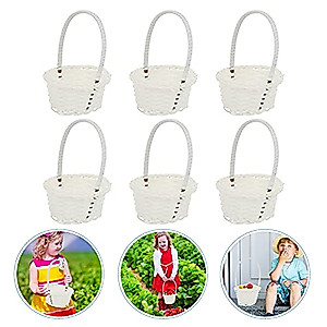 Hemoton 6pcs Wicker Picnic Basket Bamboo Rattan Woven Fruit Basket Wedding Flower Basket for Camping Outdoor Wedding Party Toy Storage Basket Size