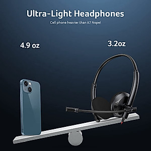 NUBWO HW03 USB Headset with Microphone for PC with in-Line Control,Wired Headphones with Mic for Mac,Laptop,Smartphone,Business & Students Essentials